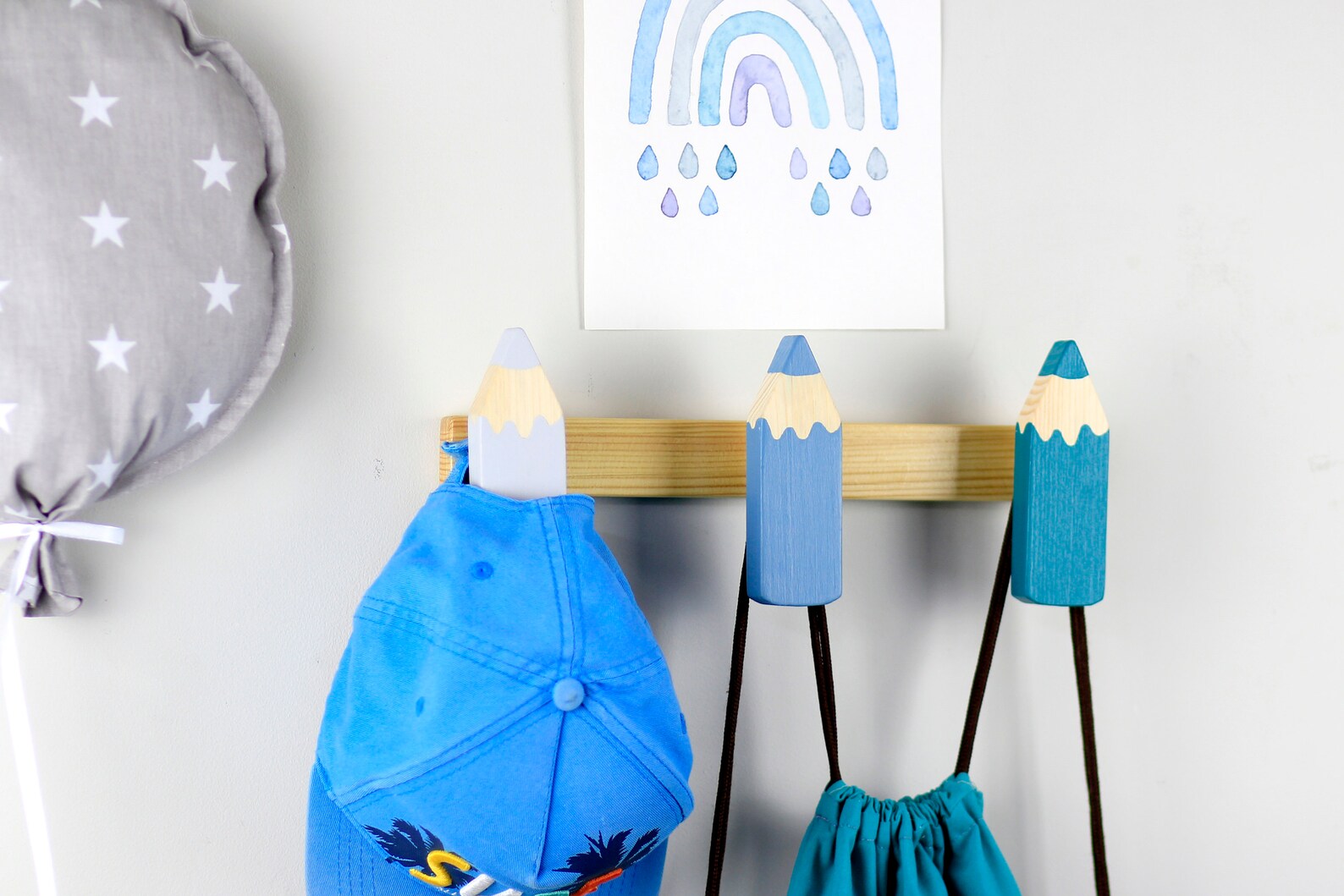 Cute Kids Coat Rack, Colorful Pencil Hook, Wooden Hanger, Nursery Decor ...