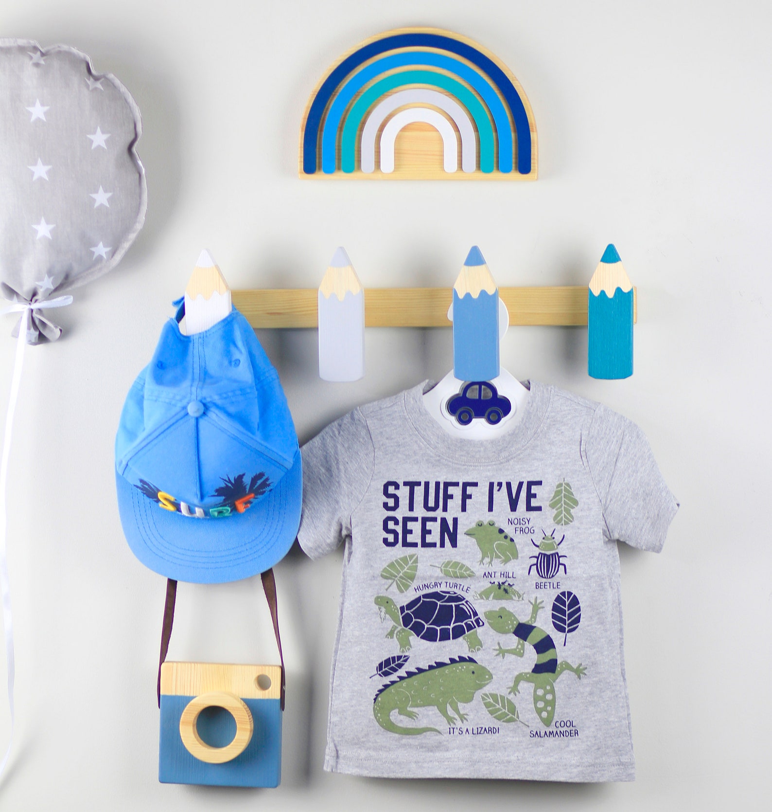 Cute Kids Coat Rack Colorful Pencil Hook Wooden Hanger - Etsy