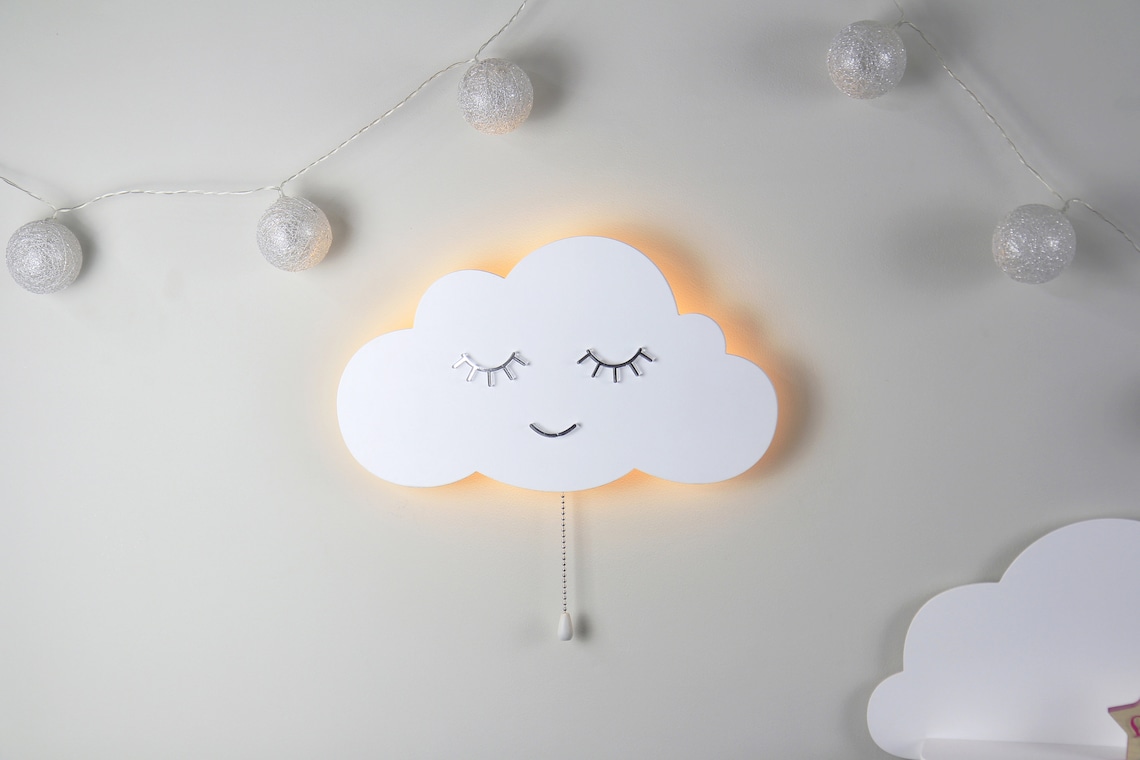 Set of kids room shelf & cloud night light Nursery lighting | Etsy