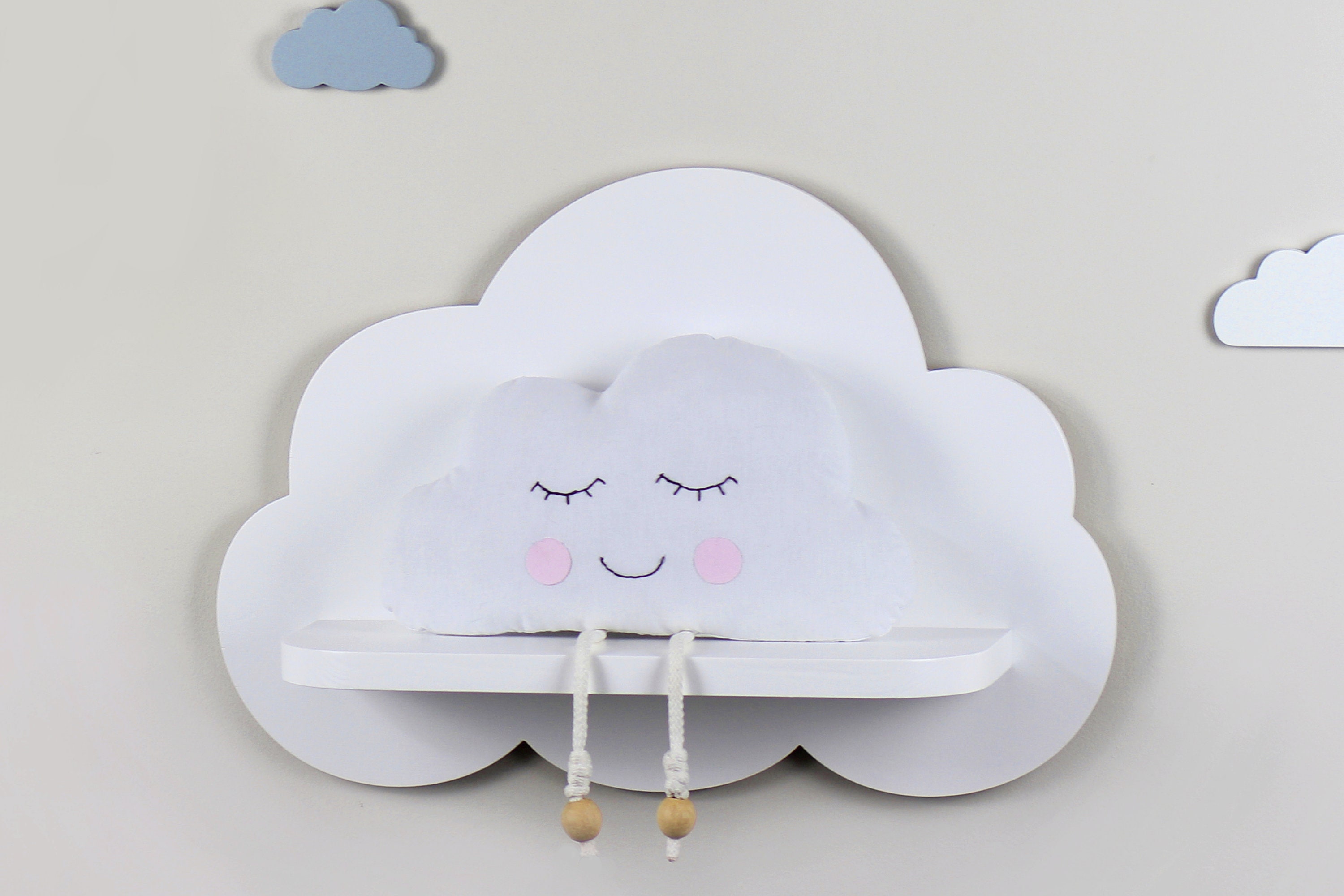 Set of 2 White Wooden Cloud Shelves Cloud Wall Shelf for - Etsy