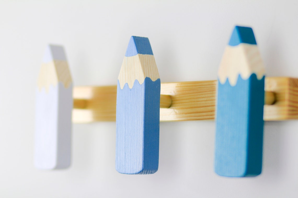 Cute Kids Coat Rack Colorful Pencil Hook Wooden Hanger - Etsy