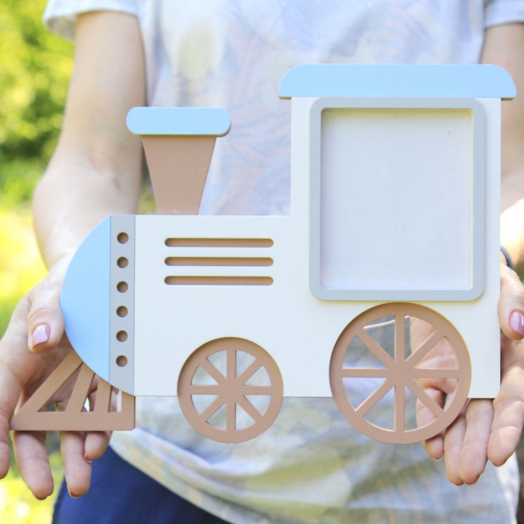 Blue Train Picture Frame, Photo Frame for Newborns, Baby Shower ...