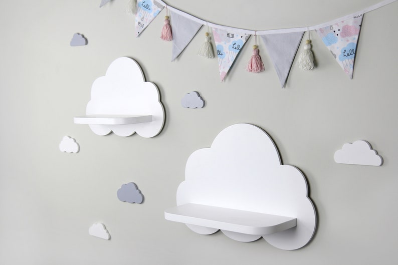 Small Wooden Cloud Shelf, Floating Shelf, Cloud Shelf for Baby Nursery ...