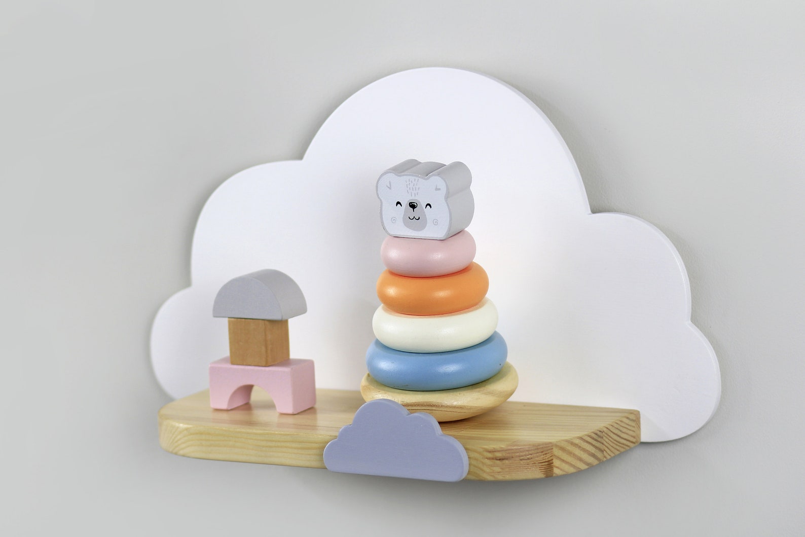 White Wooden Cloud Shelf With Small Border Cloud Floating - Etsy