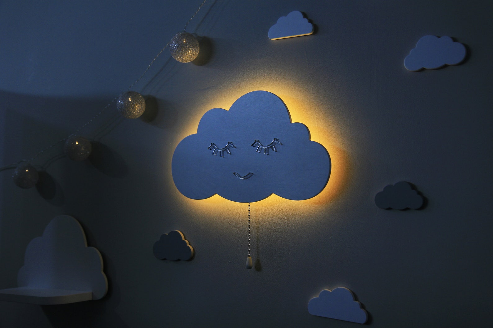 White Cloud Nursery Lighting, LED Wall Light, Cloud Lamp, Nursery ...