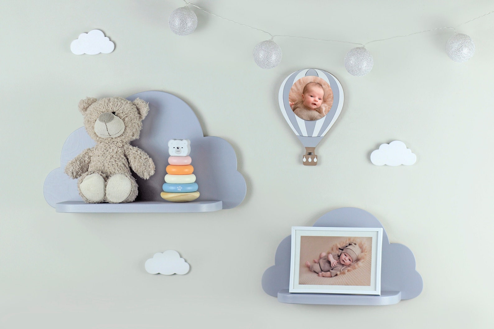 Set of 2 Cloud Shelves, Shelf for Baby Nursery, Floating Shelf, Kids ...