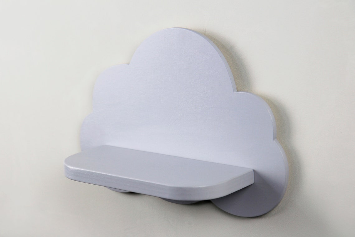 Set of 2 white & gray wooden cloud shelves Cloud wall shelf | Etsy