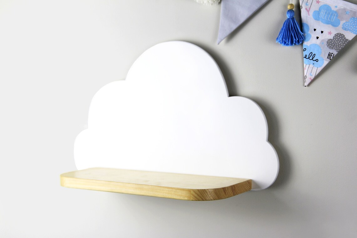 Wooden Cloud Shelf, Floating Shelf, Cloud Shelf for Baby Nursery ...
