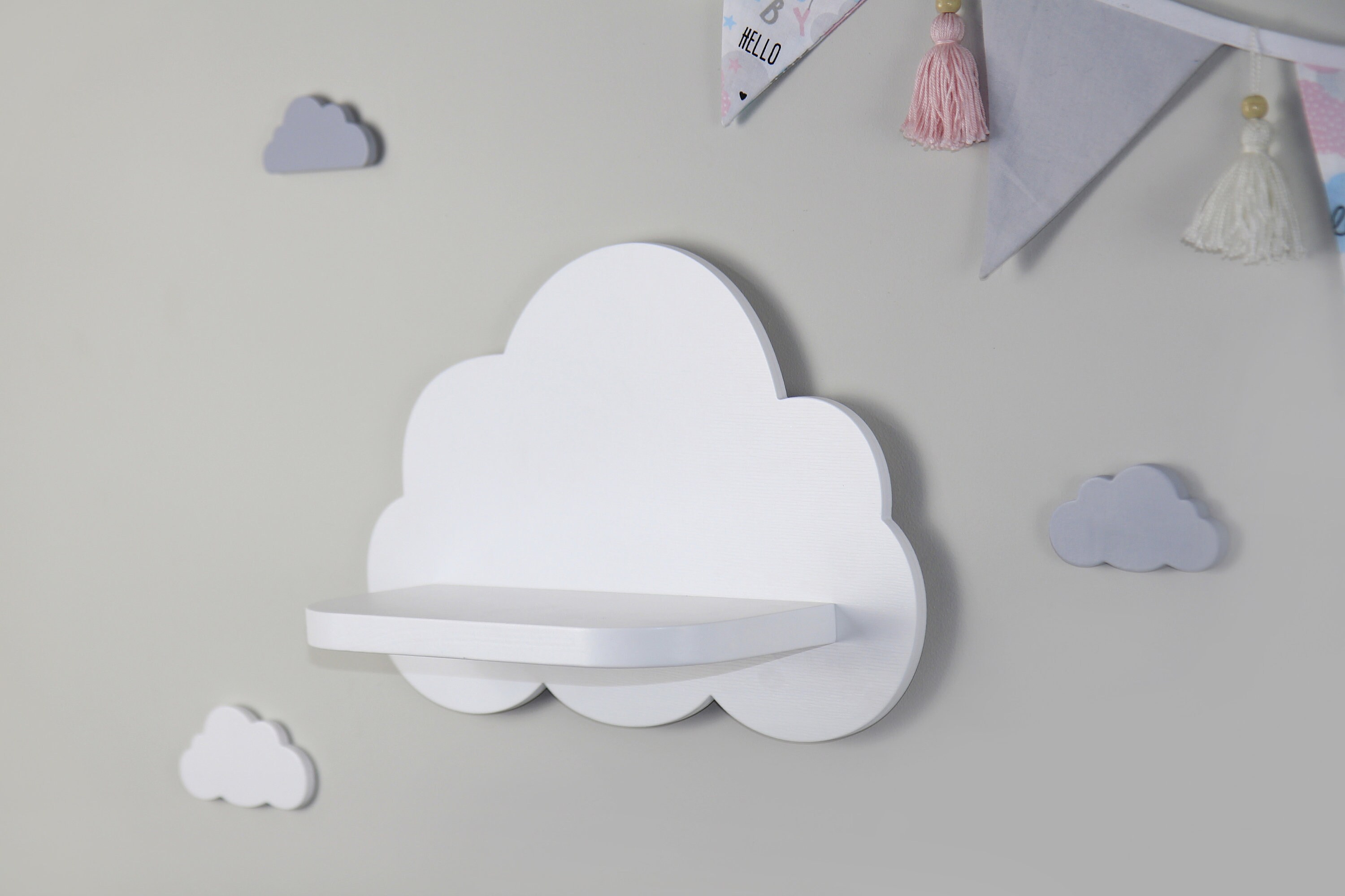 Small Wooden Cloud Shelf, Floating Shelf, Cloud Shelf for Baby Nursery ...