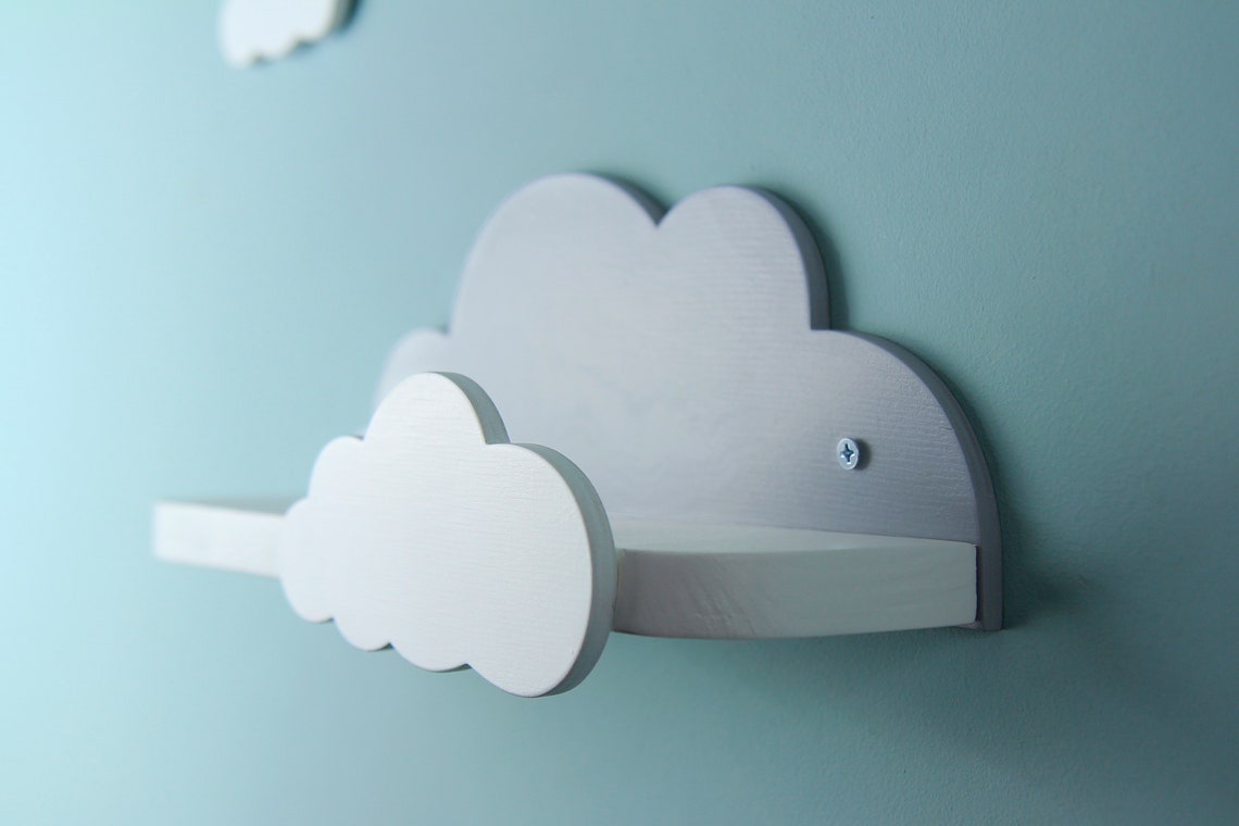 White Wooden Cloud Shelf Wall Shelf for Nursery Floating - Etsy