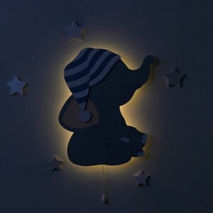 Set of 2 Nightlights, Nursery Wall Lighting , Elephant With Balloon ...