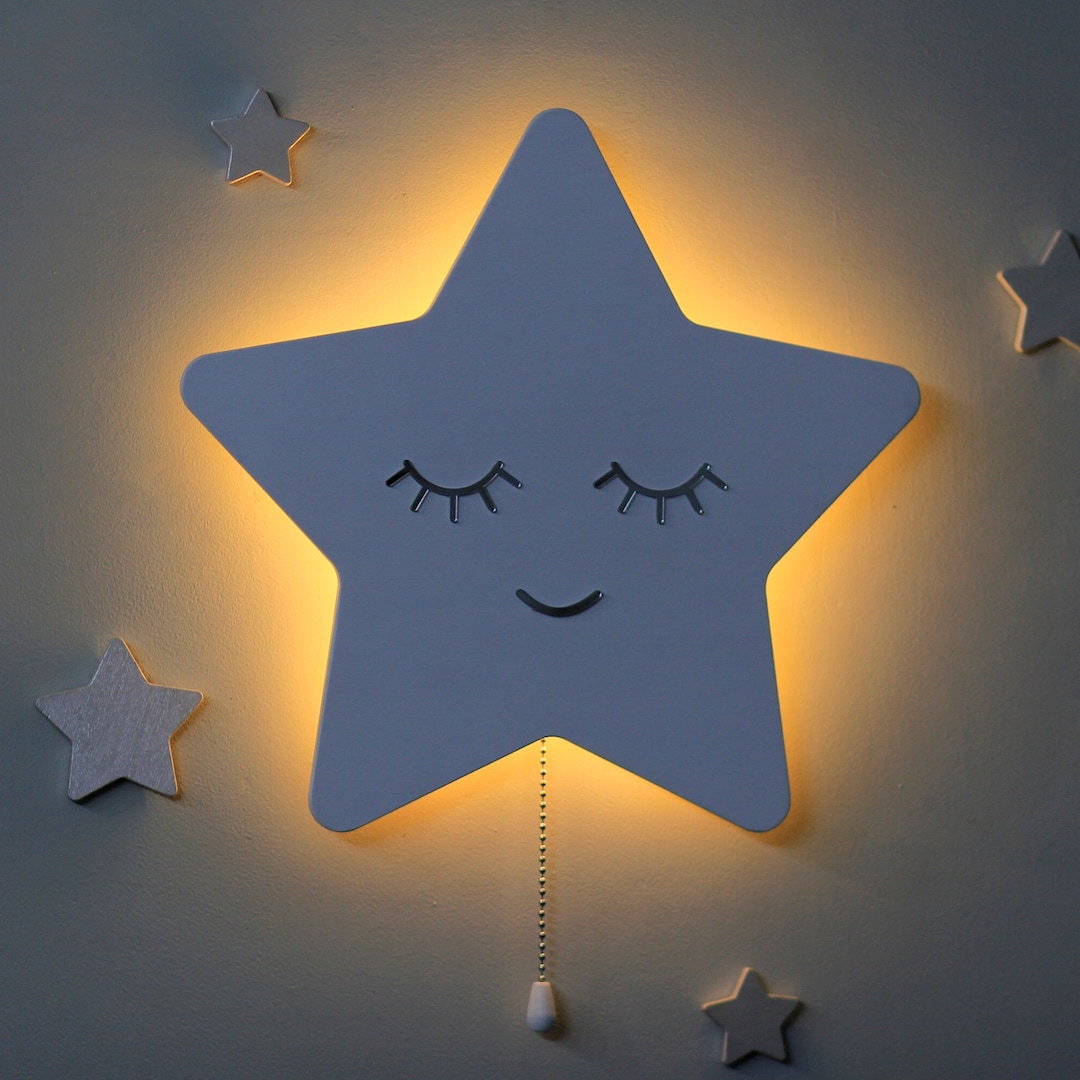 Star Wall Night Light With Pull Switch, Baby Bedside Lamp, Star Nursery ...