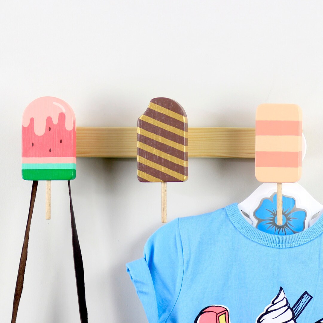 Colourful Wooden Ice-cream Coat Rack, Baby Wall Hook, Сute Hooks for ...
