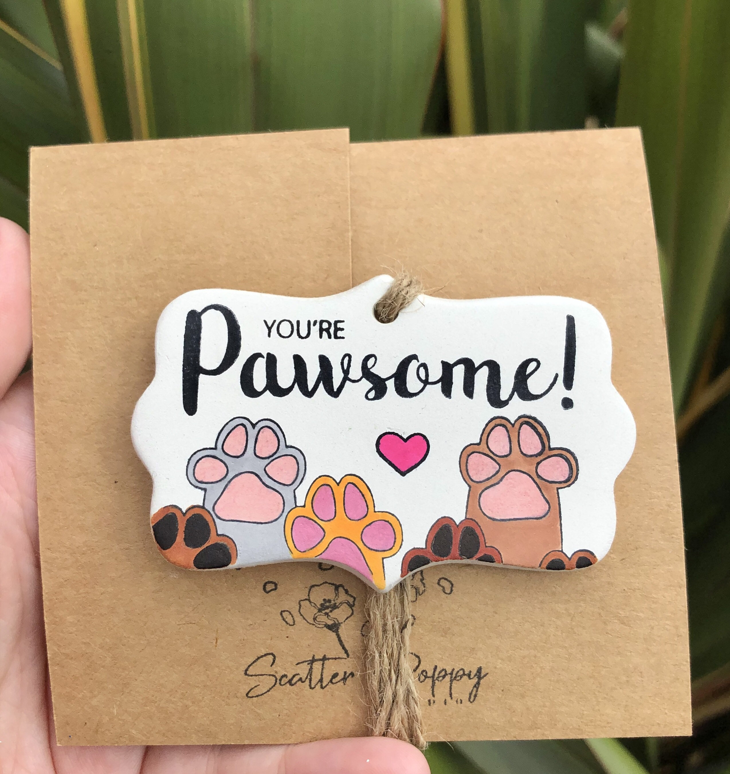 Youre Pawsome Keepsake Gift, Handmade Clay Plaque, Ceramic Hanging ...