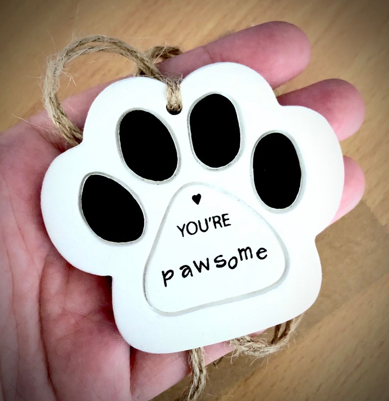 Youre Pawsome Clay Hanging ornament Paw print Vet Gift | Etsy