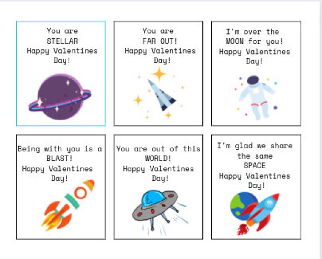 Outer Space Valentine Cards - Etsy