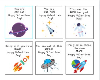 Astronaut Valentine Cards for Kids Outer Space Rocket - Etsy
