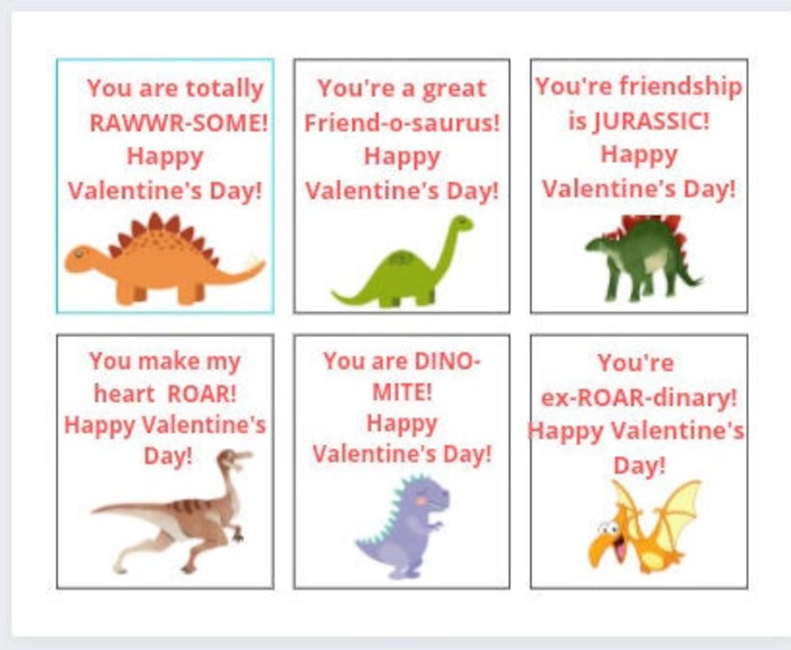 Dinosaur Valentine Cards, Printable - Etsy
