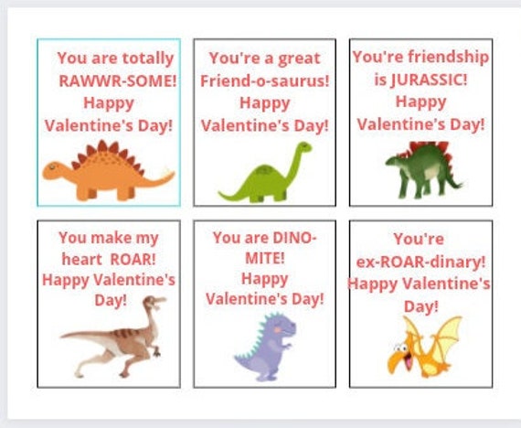 Dinosaur Valentine Cards Printable | Etsy