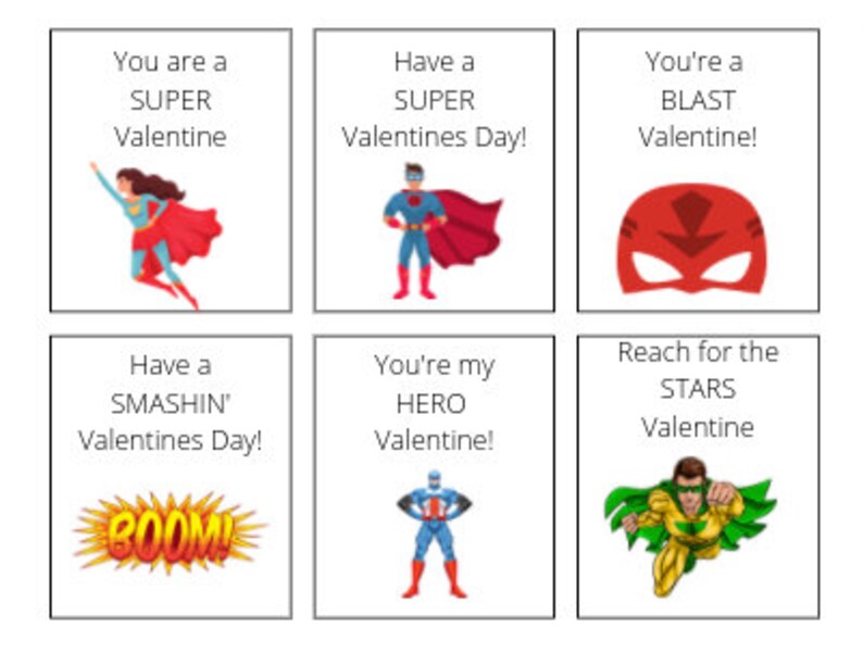 Superhero Printable Valentine Cards - Etsy