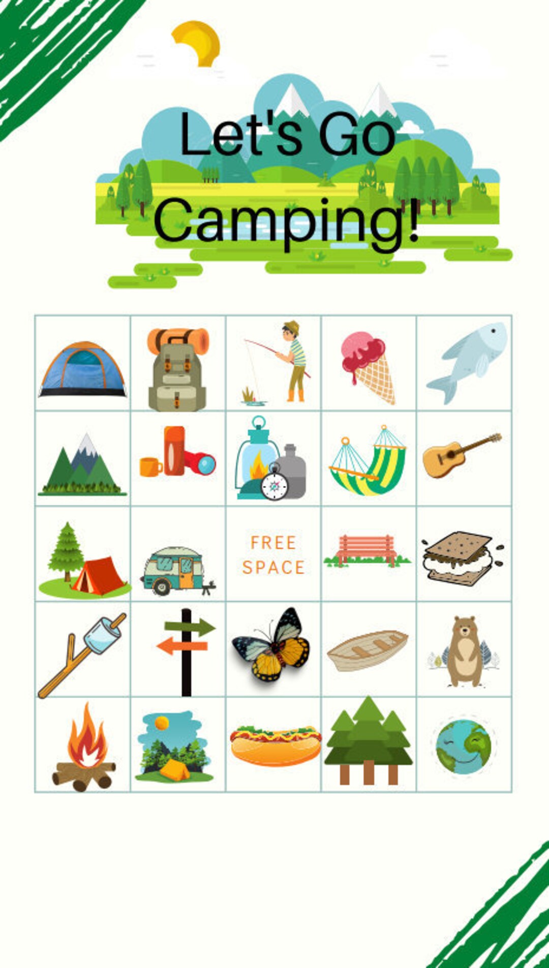 Let's Go Camping Bingo Cards - Etsy