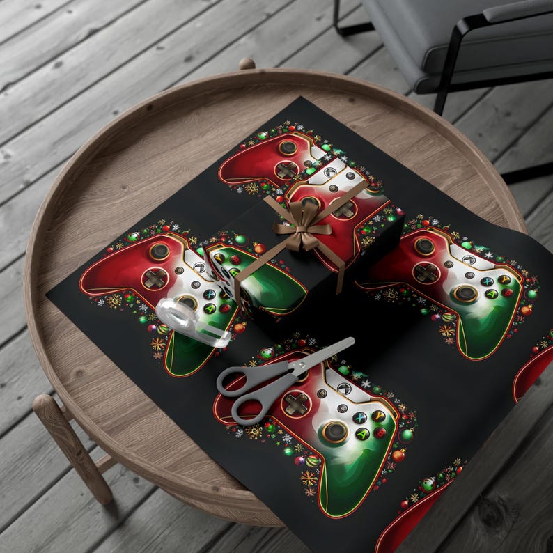 Festive Gaming Console Gift Wrap: Holiday Paper for Retro Handheld ...