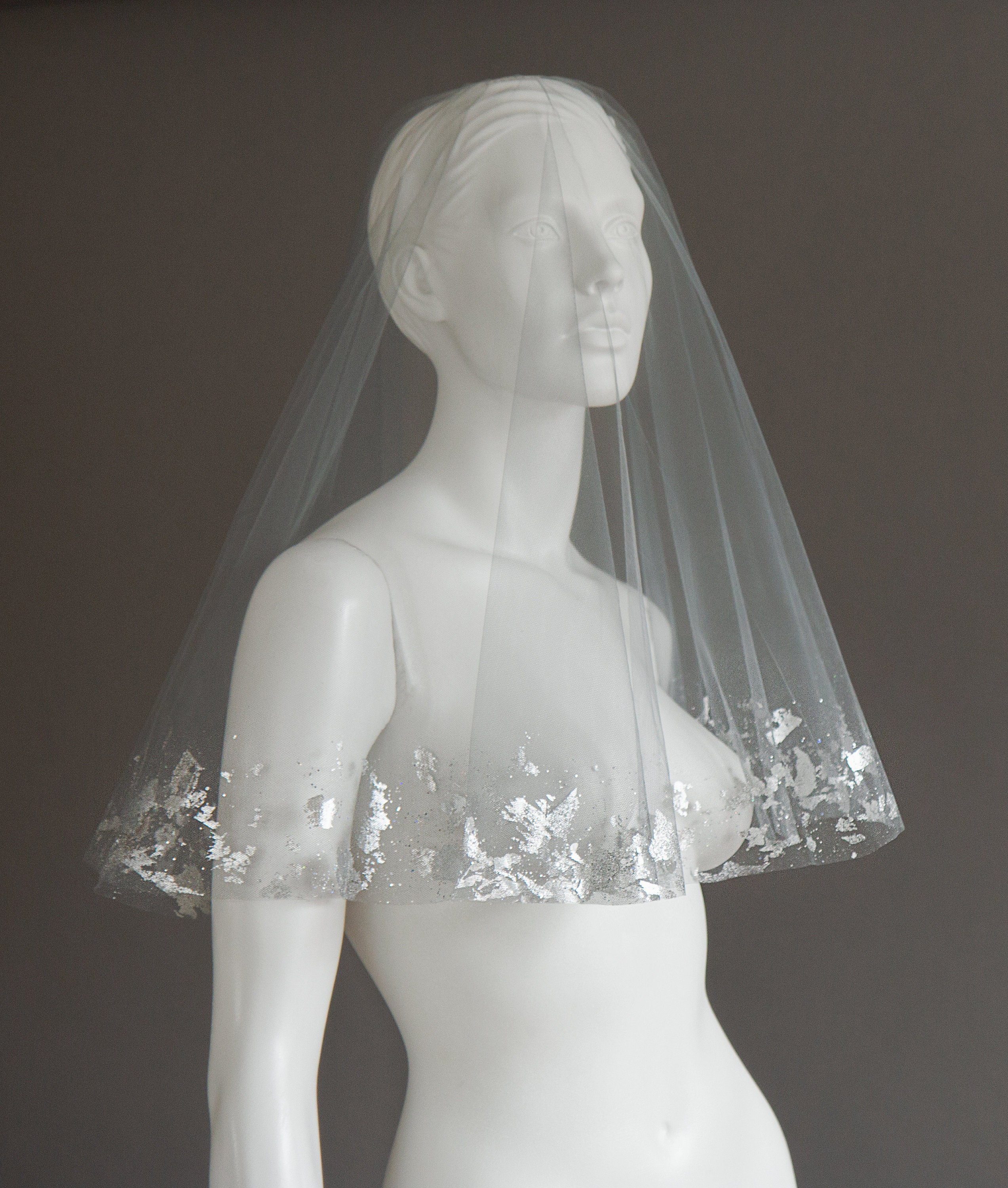 Silver wedding veil store