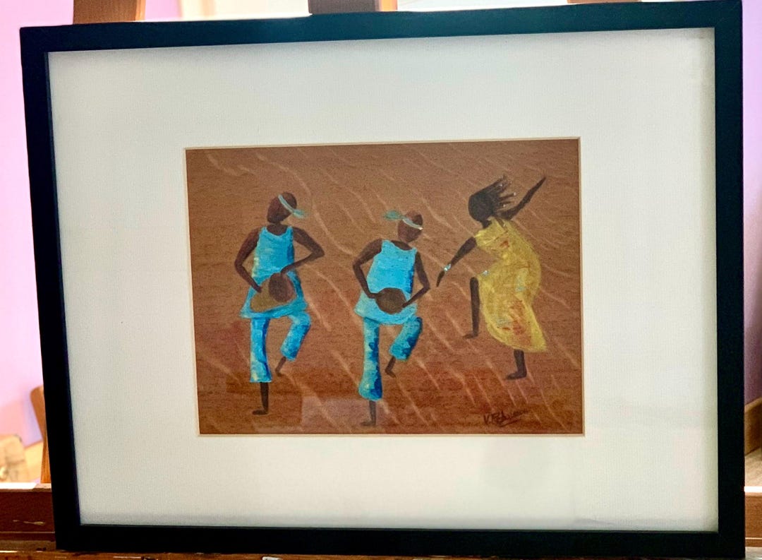 African-style Wall Painting, Dancers and Musicians, Original Home Decor ...