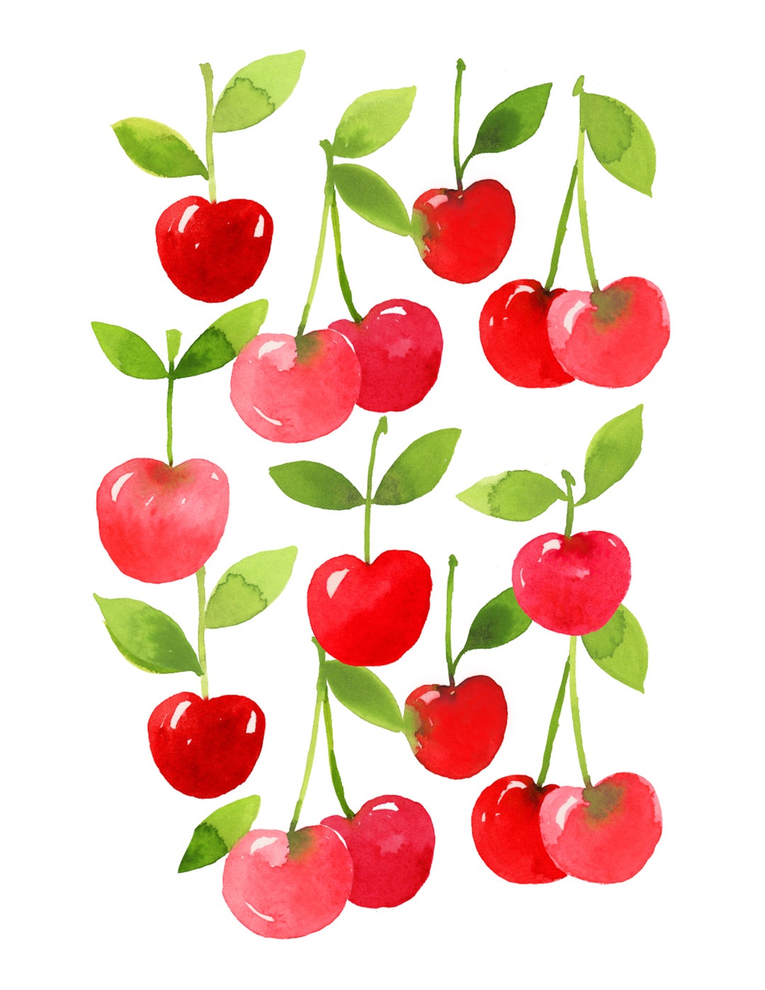 Cherry Fruit Print Made From My Hand-painted Watercolor - Etsy