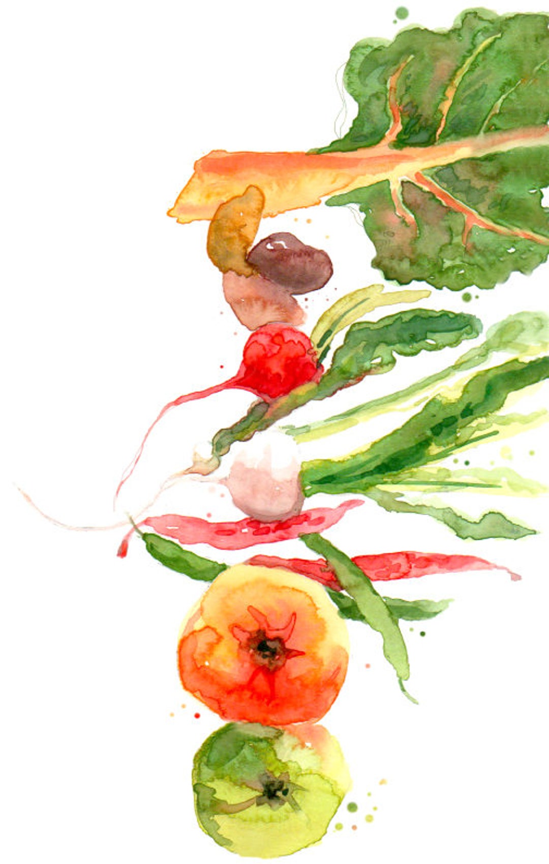 Stacked Vegetable Art, Original Watercolor Artwork, Hand Painted Art ...