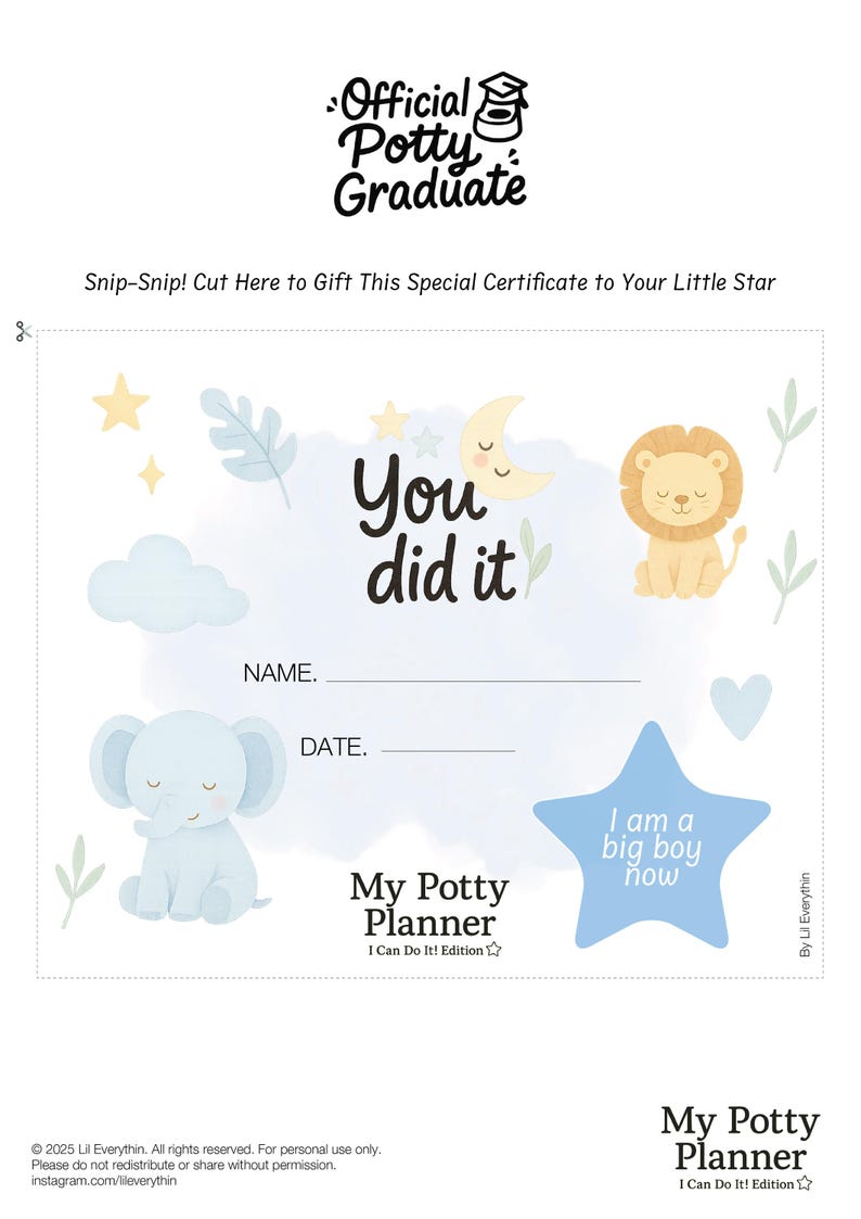 Potty Training Certificate for Kids | Printable Potty Diploma ...