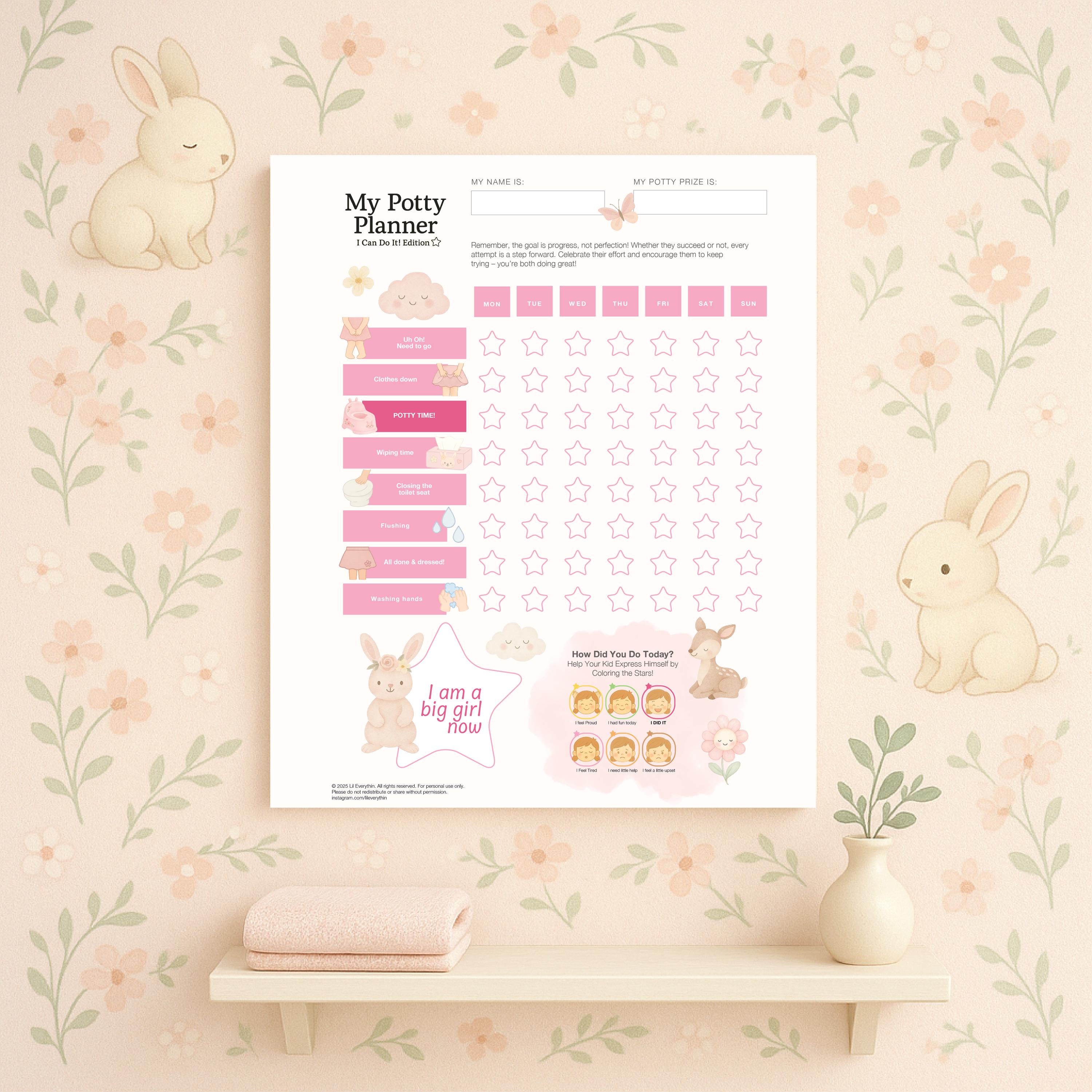 Printable Potty Training Reward Chart | A3 Potty Planner Calendar for ...