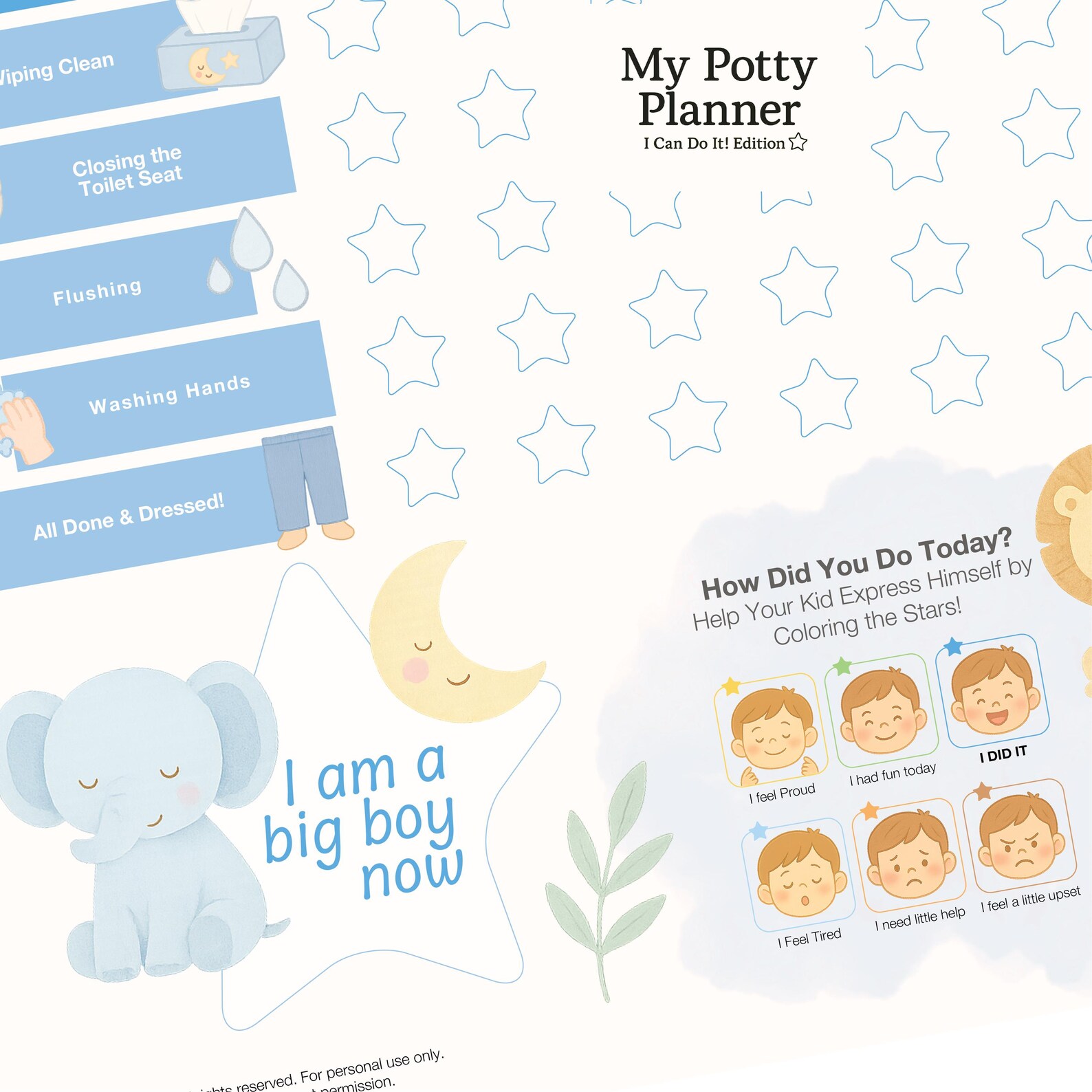 Printable Potty Training Reward Chart | A3 Potty Planner Calendar for ...