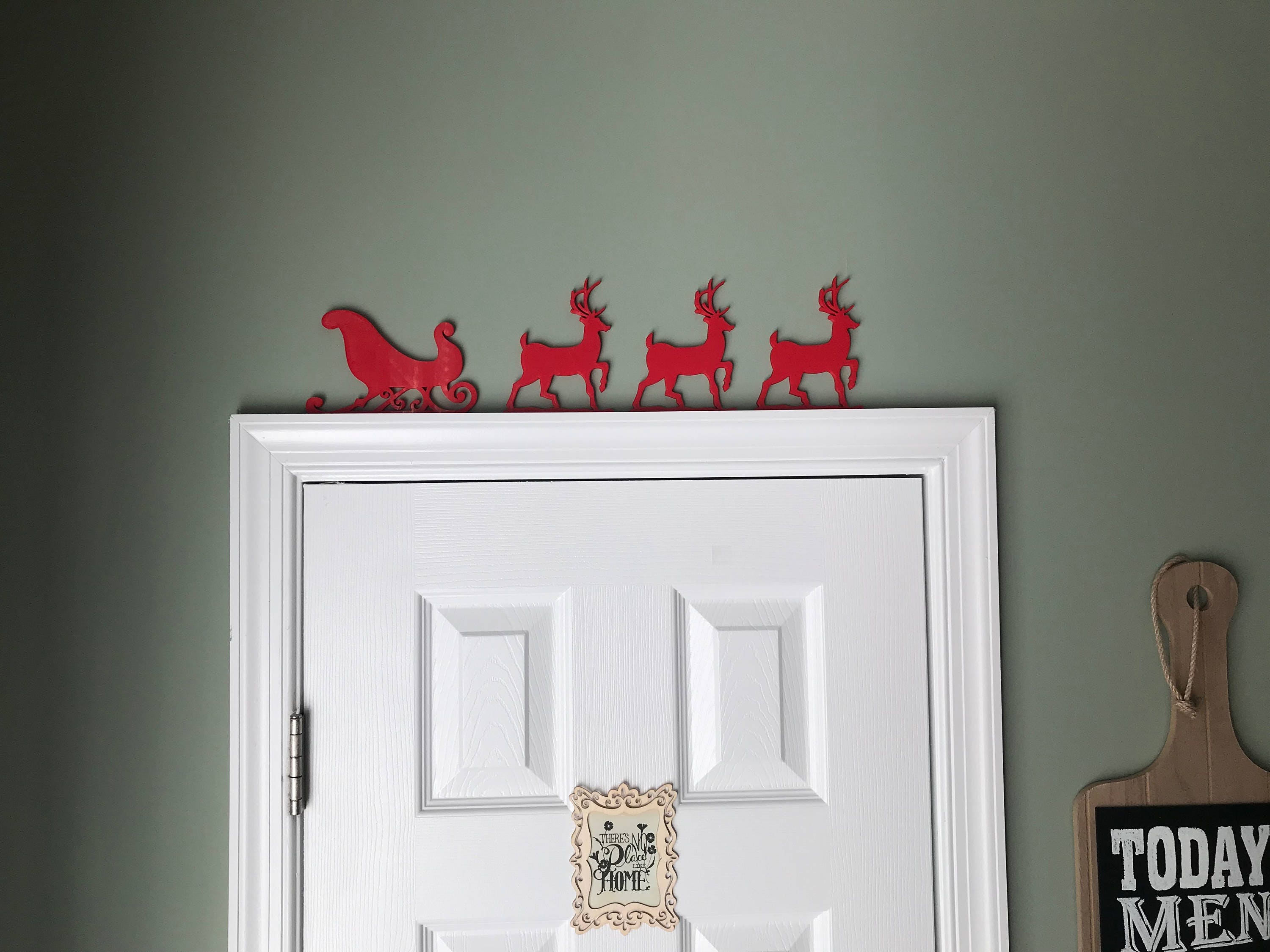 Sleigh and Reindeer Silhouette Christmas Holiday Door Topper | Etsy