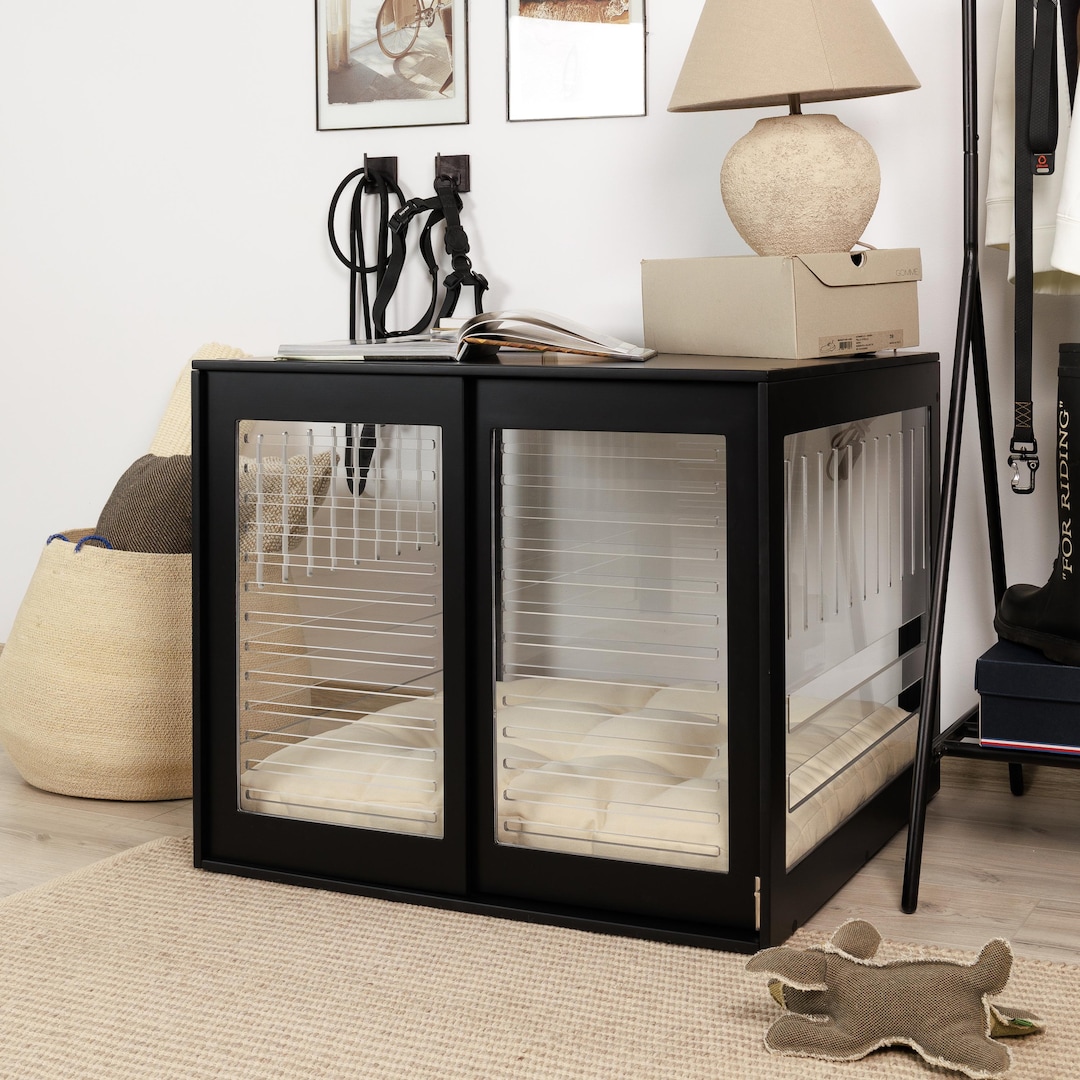 Fully Transparent Modern Dog Crate With Sliding Door With a Stopper ...