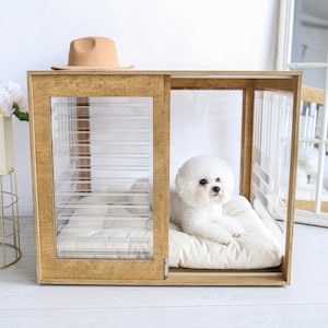 Fully Transparent Modern Dog Crate With Sliding Door With a Stopper ...