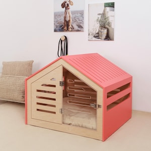 Dog Kennel With Acrylic Door Venlo. Indoor Wooden Crate for Small and ...