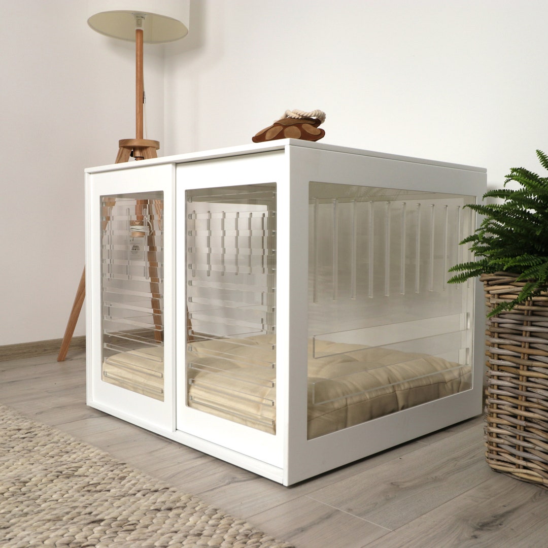 Fully Transparent Modern Dog Crate With Sliding Door With a Stopper ...