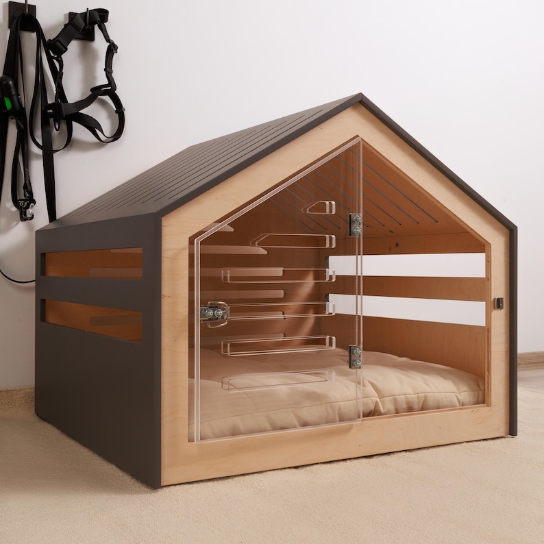 Dog Kennel With Acrylic Front Panel and Door With a Latch, Model Venlo ...