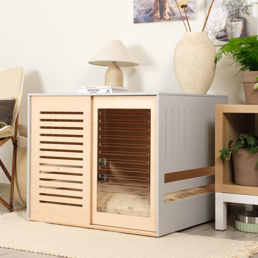Modern Dog Crate With Acrylic Sliding Door With a Stopper Dordrecht ...