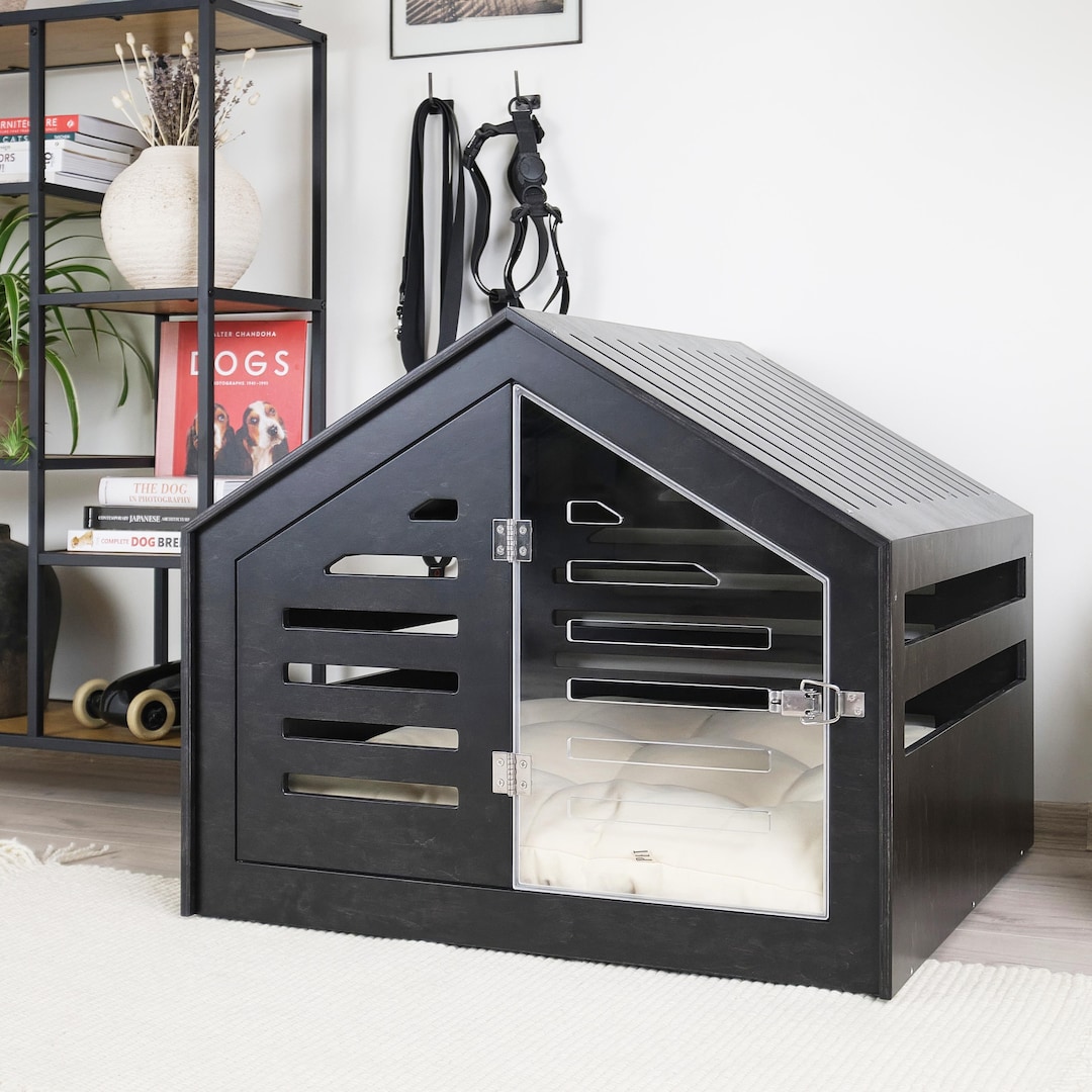 Modern Design Dog Crate With Acrylic Door Venlo Wood. Dog Kennel, Dog ...