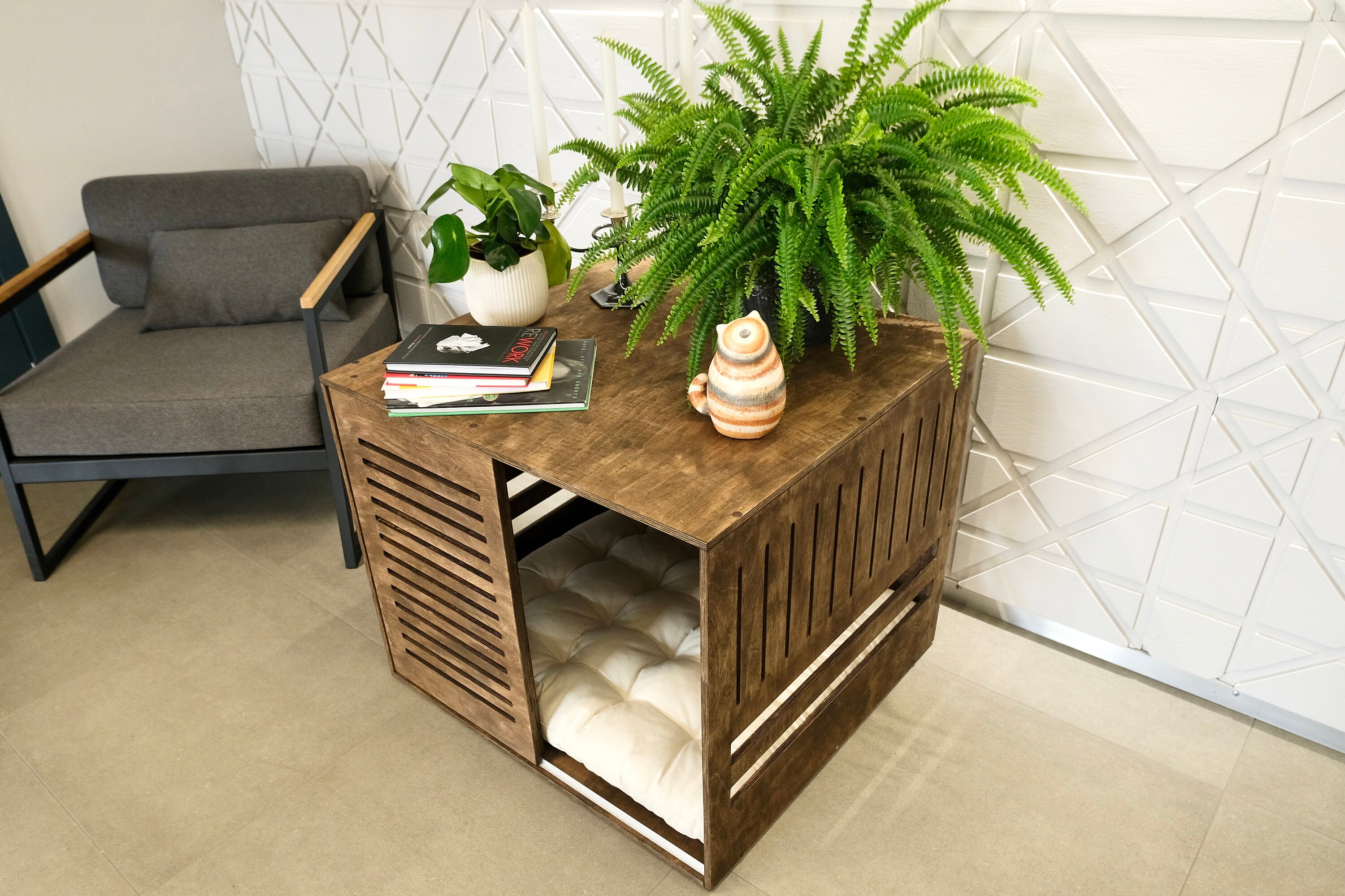 Modern dog crate with sliding door with a stopper Dordrecht. | Etsy