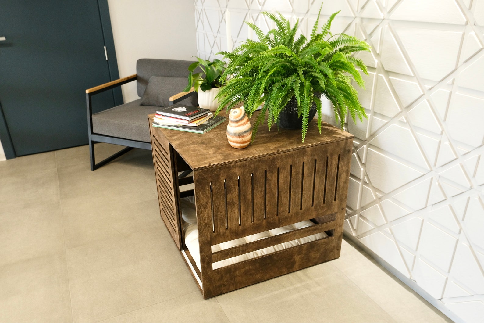 Modern dog crate with sliding door with a stopper Dordrecht. | Etsy