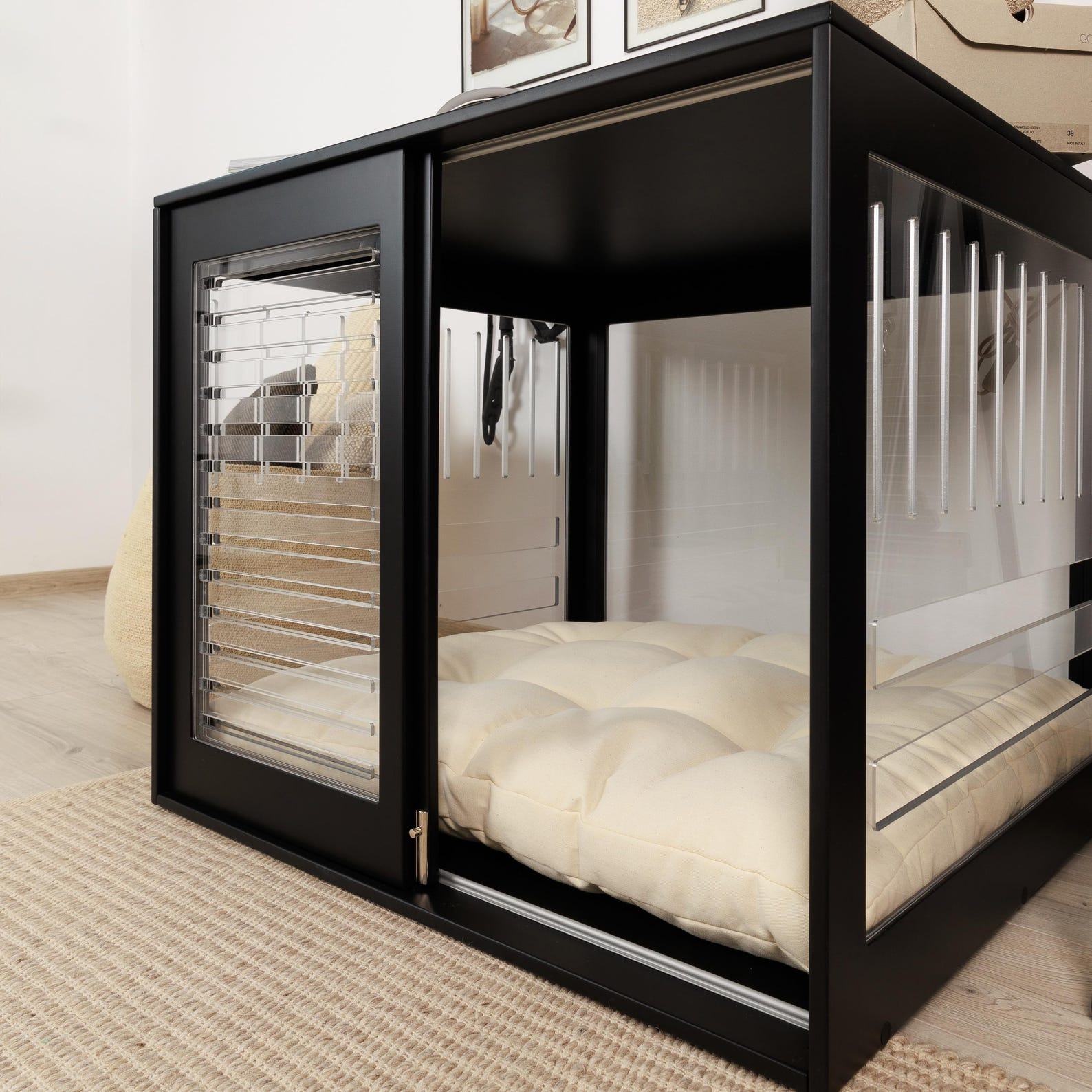 Fully Transparent Modern Dog Crate With Sliding Door With a Stopper ...