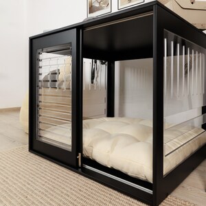 Fully Transparent Modern Dog Crate With Sliding Door With a Stopper ...