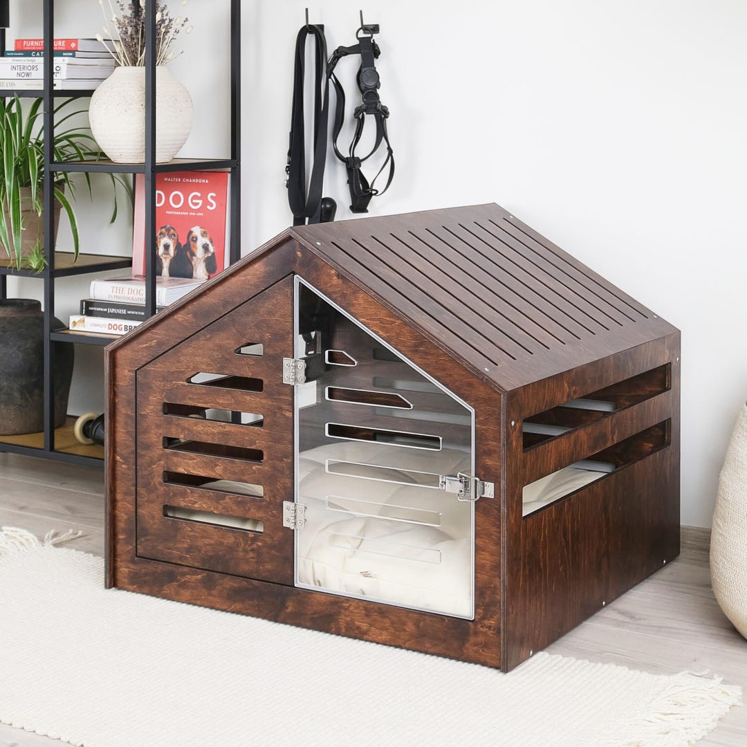 Modern Design Dog Crate With Acrylic Door Venlo Wood. Dog Kennel, Dog ...