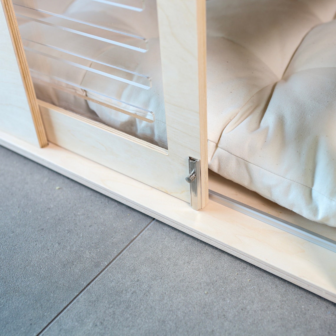 Modern Dog Crate With Acrylic Sliding Door With a Stopper - Etsy