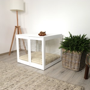 Fully Transparent Modern Dog Crate With Sliding Door With a Stopper ...