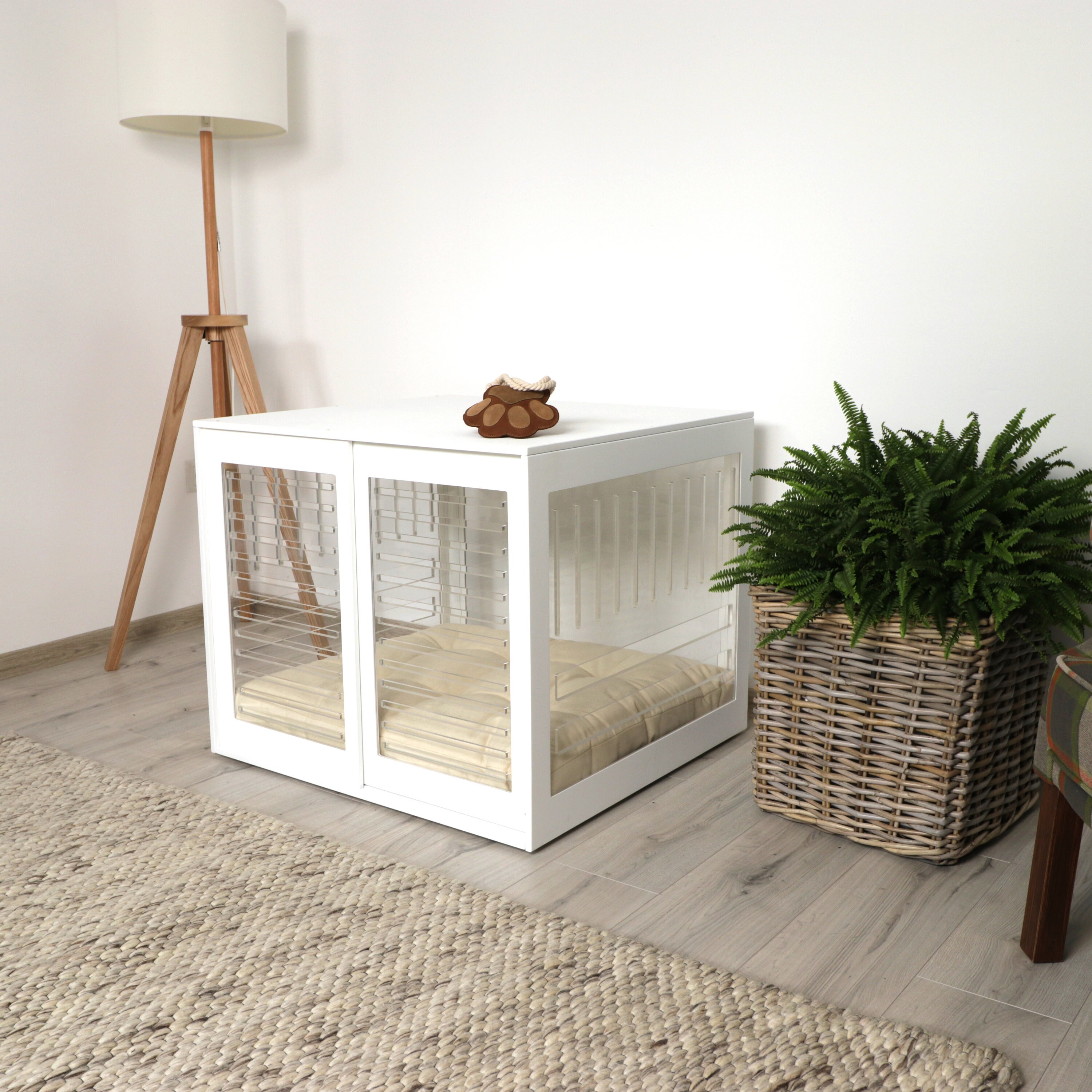 Fully Transparent Modern Dog Crate With Sliding Door With a Stopper ...