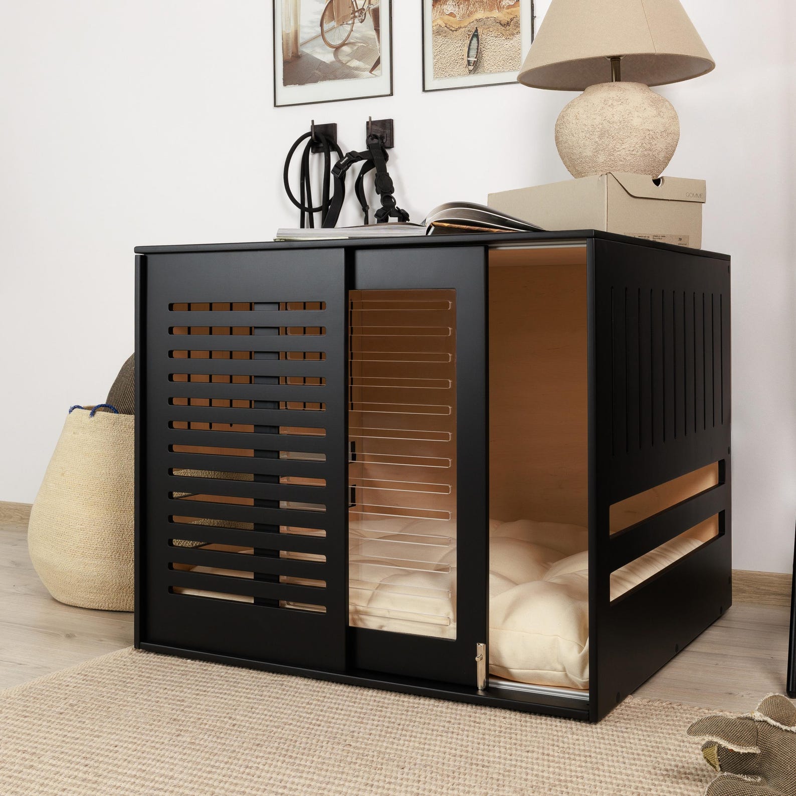 Modern Dog Crate With Acrylic Sliding Door With a Stopper Dordrecht ...